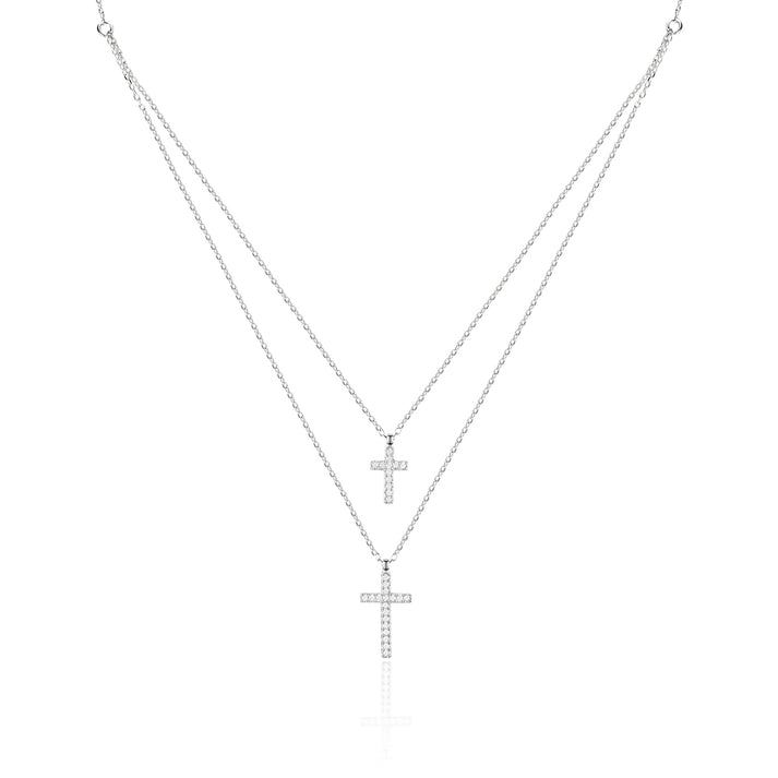 Double Strand Diamond Cross Necklace – Luvente