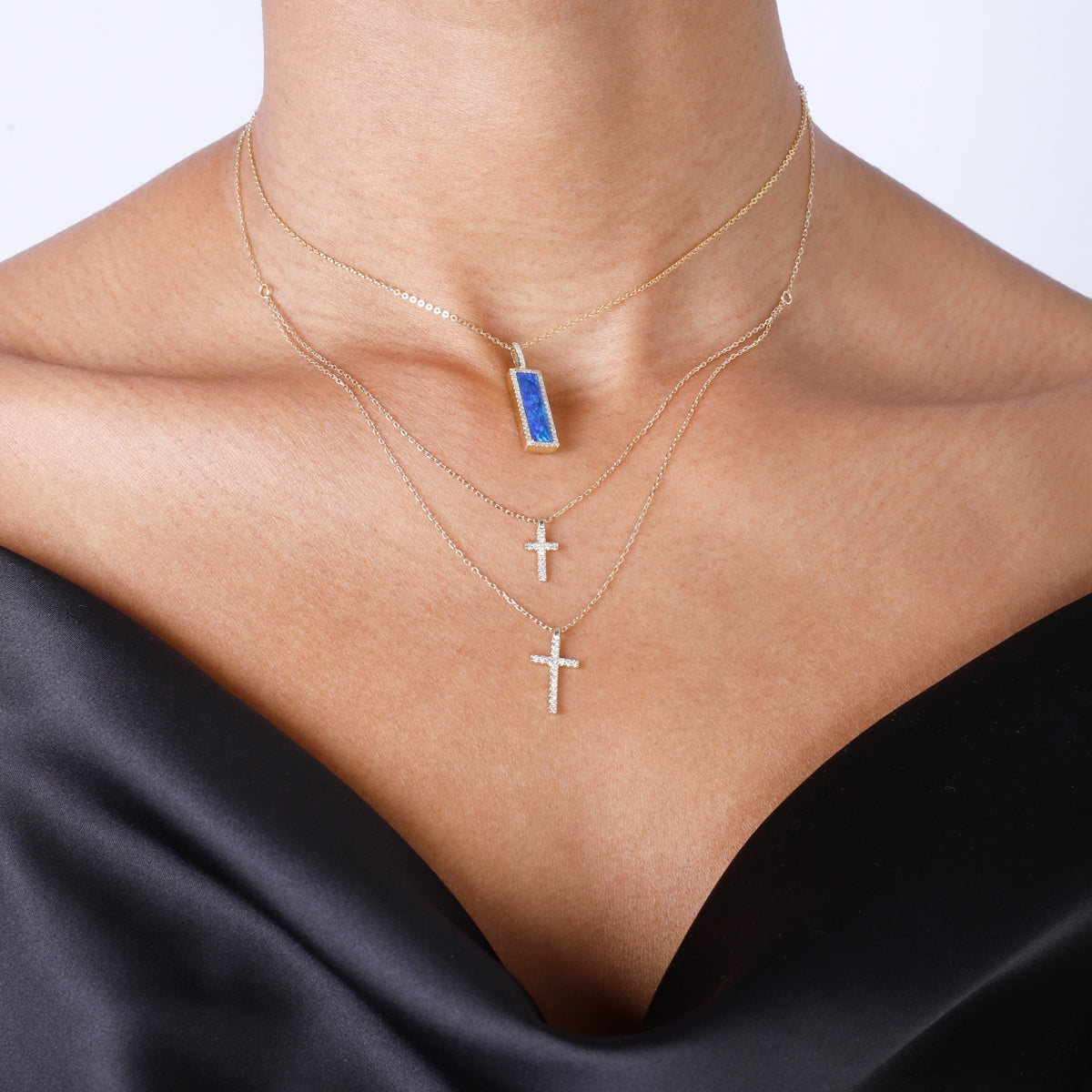 Double Strand Diamond Cross Necklace – Luvente