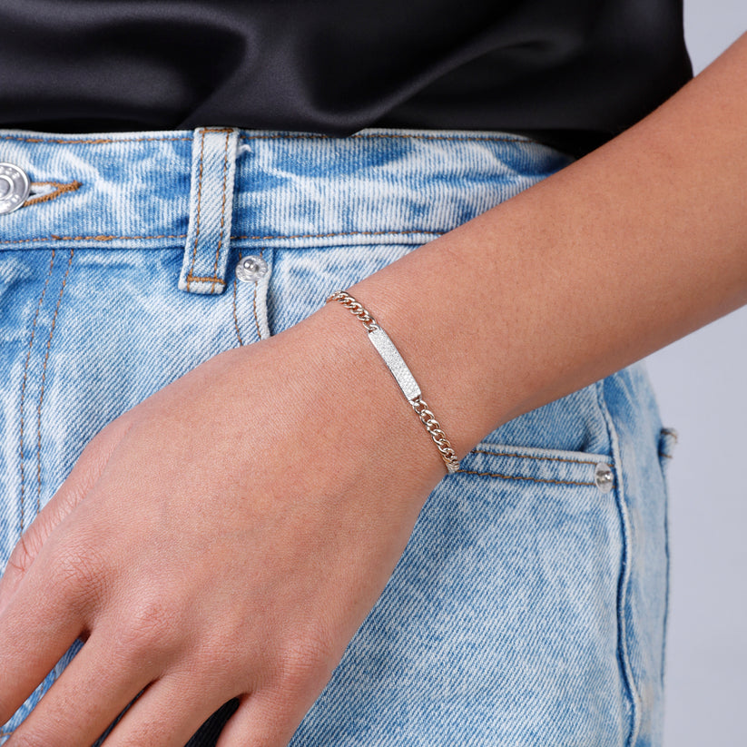Thick Chian Diamond Tag Bracelet – Luvente